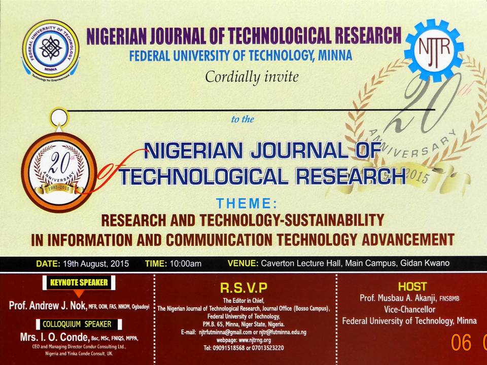 News - Nigerian Journal of Technological Research (NJTR)